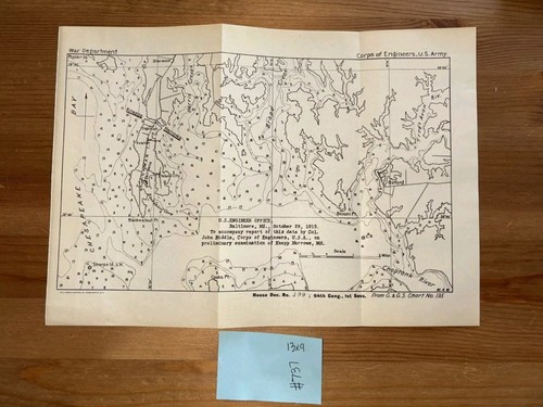 1915 Knapp Narrows Baltimore Md Chesapeake Army Engineering Sketch Map ...