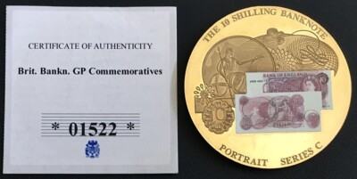 British Banknotes "The 10 Shilling Banknote Coin Proof " 2010 with COA ...