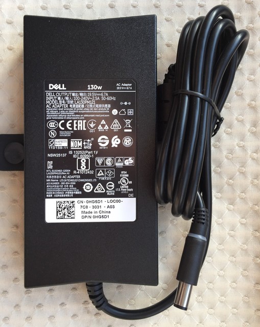 Genuine Dell 130w 19.5v Laptop AC Power Supply Charger La130pm121 Hg5d1 ...