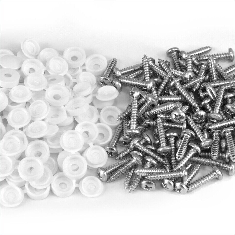 NUMBER PLATE FITTING KIT SCREWS & CAPS BLACK BLUE WHITE YELLOW MUTI ...