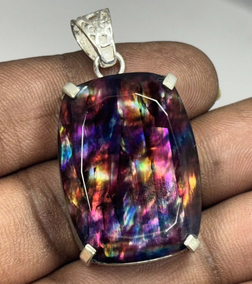 70.25 Ct Ultra Rare Genuine Multi Color AAA Ammolite Gemstone pendent.O ...