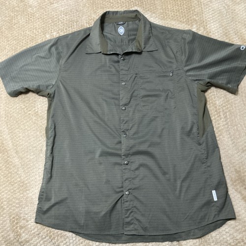 Club Ride Shirt Men XL Extra Large Green Button Snap Striped Short ...