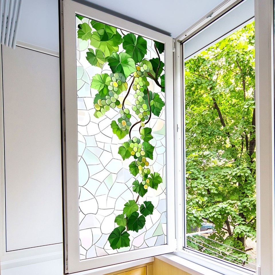 Grape Vine Decal Static Cling Sticker Double-sided Pattern PVC Material ...