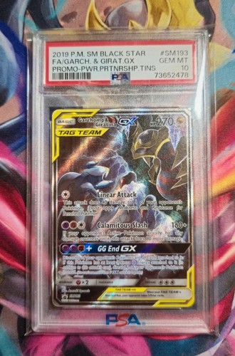 PSA 10 GIRATINA & GARCHOMP GX SM193 BLACK STAR PROMO TAG TEAM POKEMON ...