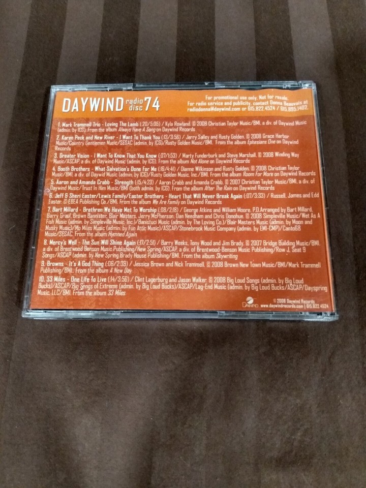 Daywind Radio Disc 74 CD RADIO DISC SOUTHERN GOSPEL 10 SONGS | eBay