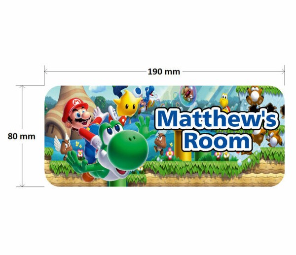 Super Mario Door Plaque - Personalised Childrens Bedroom Sign Girls ...