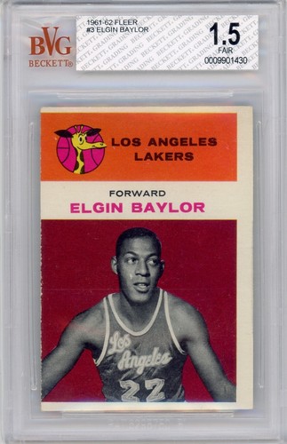 ELGIN BAYLOR 1961 Fleer #3 Rookie RC Vintage Rare NBA Card LA Lakers ...