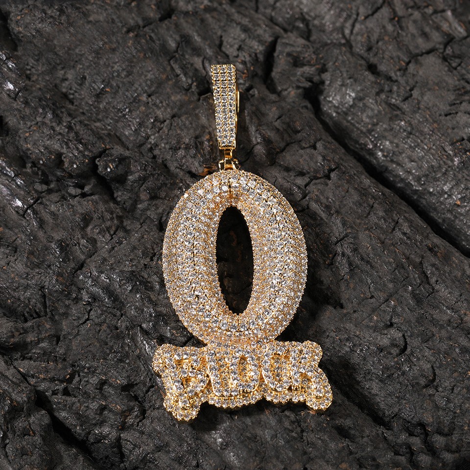 Hip Hop Pendant Chain Necklace O BLOCK Iced Out 5A+ CZ 18K Gold Silver ...