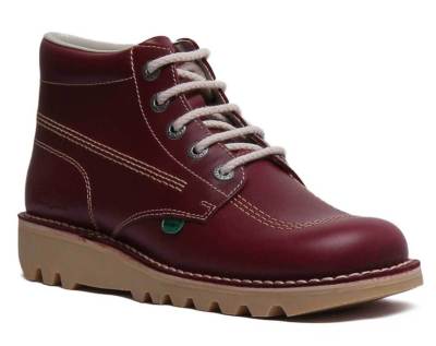Kickers Kick HI Core Mens Casual Leather Ankle Boots In Dark Red Size ...
