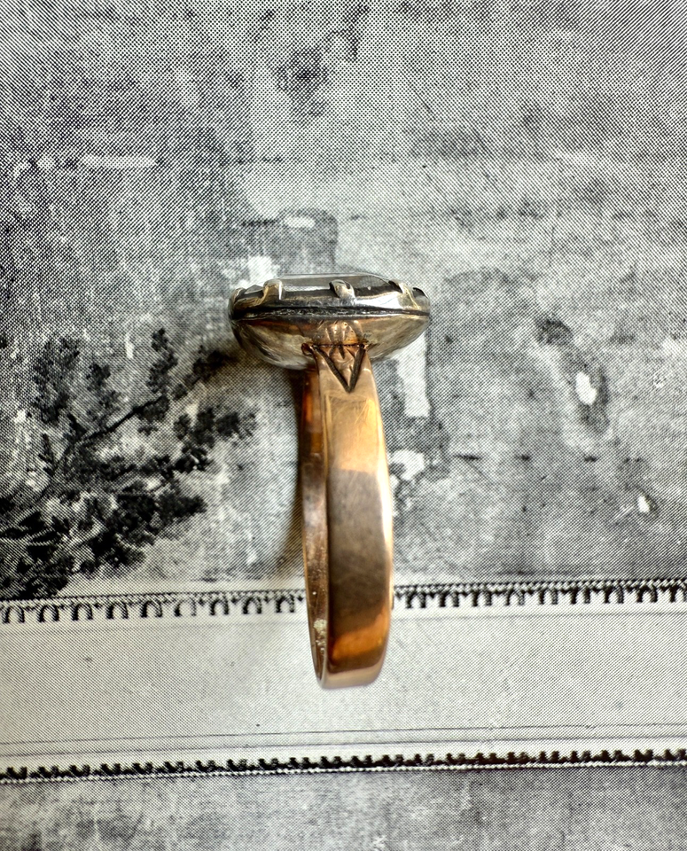 9k Antique Georgian Stuart Crystal Ring - rose gold & silver - Boxed | eBay