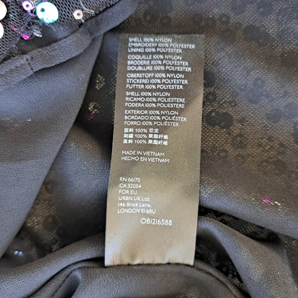 by ANTHROPOLOGIE Pamela Sequin Top Small Black Multicolor Party Sparkle ...