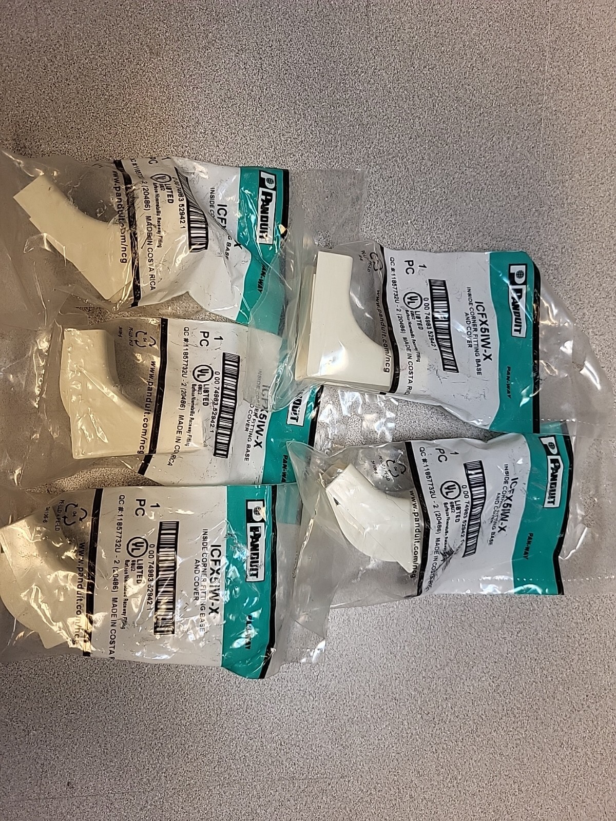 LOT OF 5 PANDUIT PAN-WAY ICFX5IW-X Inside Corner Fitting Base and Cover ...