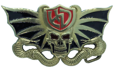 Skull And Cobras Belt Buckle, Brass, Demonic Snakes Gothic Occult Hell ...