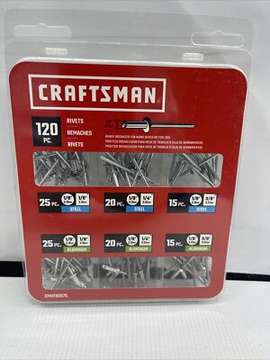 Craftsman 120pc Pop Rivet Assortment, Half Steel, Half Aluminum ...