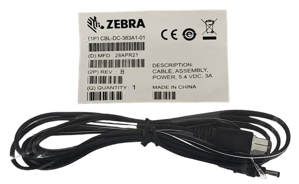 NEW Zebra CBL-DC-383A1-01 Power Cable Assembly for 4 Slot Cradle Black ...