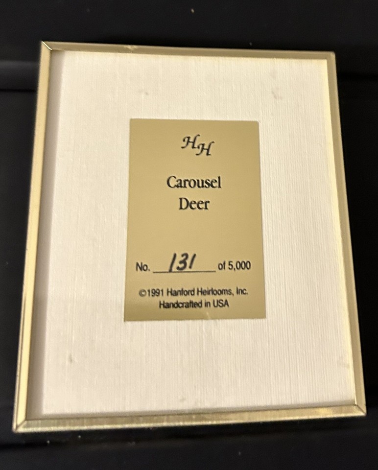1988 Carousel Deer LE Edition Stamp 131 of 5,000 Hanford Heirlooms Gold ...