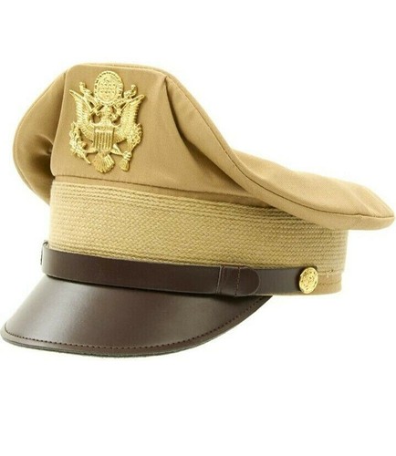USA Army Cap - ARMY OFFICERS UNIFORM VISOR HAT CRUSHER STYLE CAP (Khaki ...