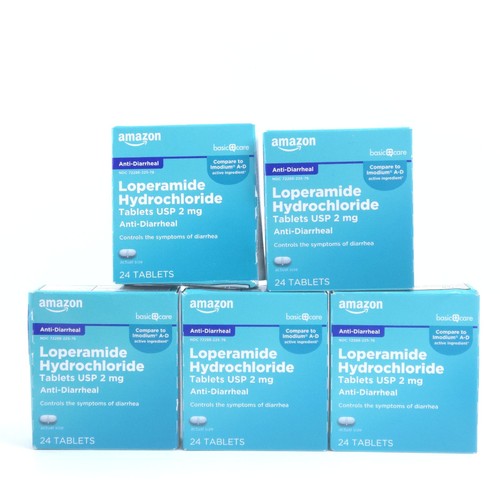 5 pack Loperamide Hydrochloride Tablets 2 Mg Anti-Diarrheal 24 Caplets ...