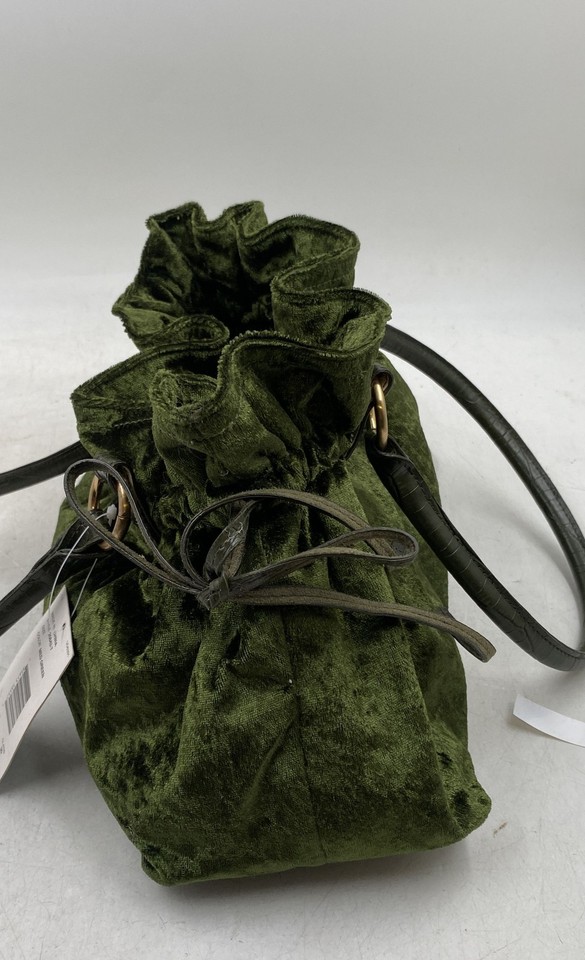 Indeed Womens Green Inner Pockets Drawstring Classic Shoulder Bag Purse ...