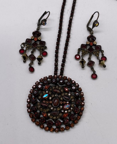 Sorrelli Necklace & Earring Set Multi Color Swarovski Crystal Vintage ...