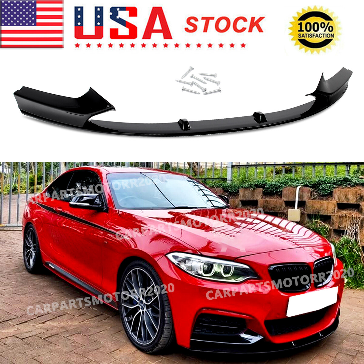 Stain Black Front Lower Lip Splitter For BMW F22 F23 235i 240i M-Sport ...
