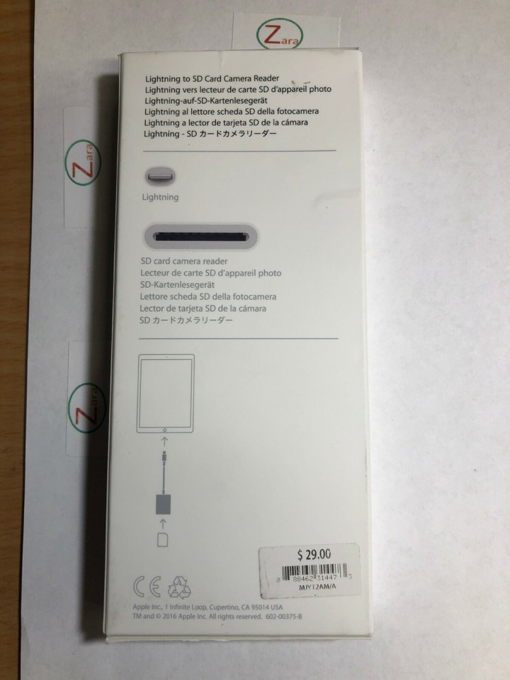 Original Apple Lightning to SD Card Camera Reader A1595 MJYT2AM/A Fast Shipping! | eBay