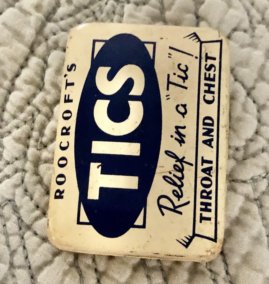 Vintage 1923 Roocroft's "TICS" Throat & Chest Tablet Tin Case "Relief ...