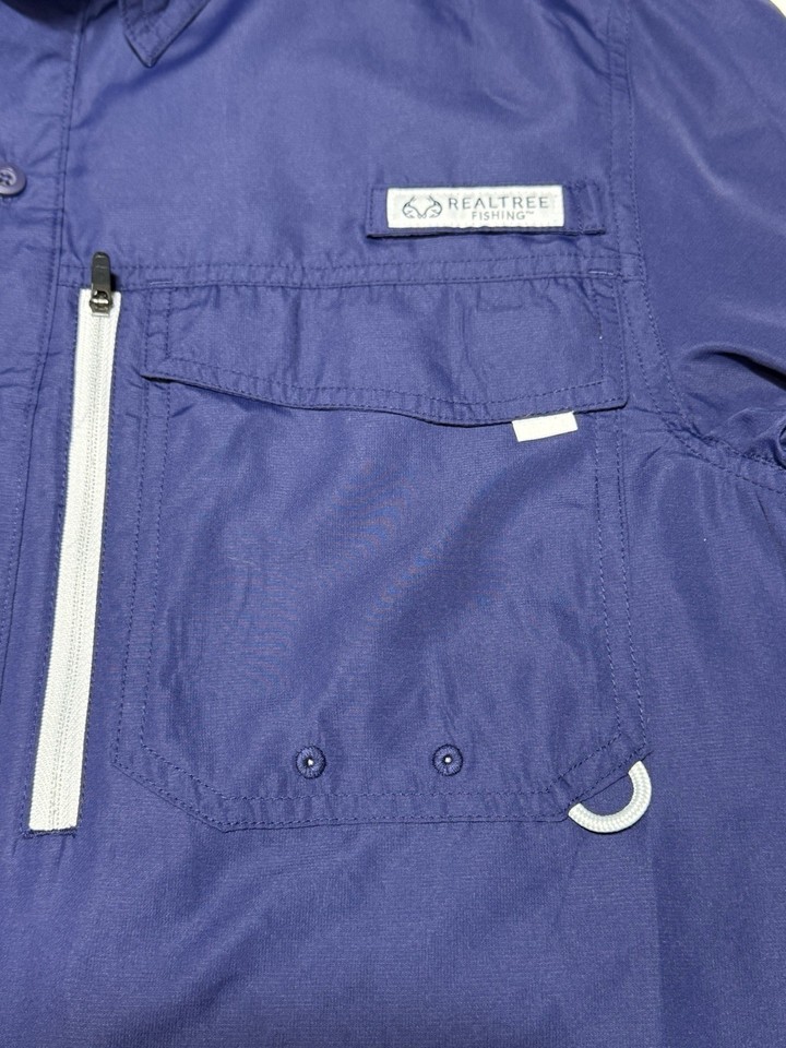 Realtree Vented UPF 40 Mens Size Small Fishing Guide L/S Shirt Patriot ...