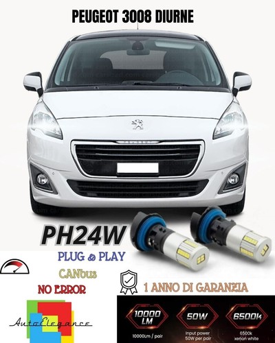 Paire Feux de Jour DRL 34 LED PH24W Canbus Peugeot 3008 MPV 6000K No ...