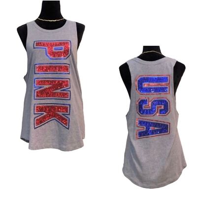 Victorias Secret PINK NWT Sleeveless “USA” Sequin Bling XS | eBay