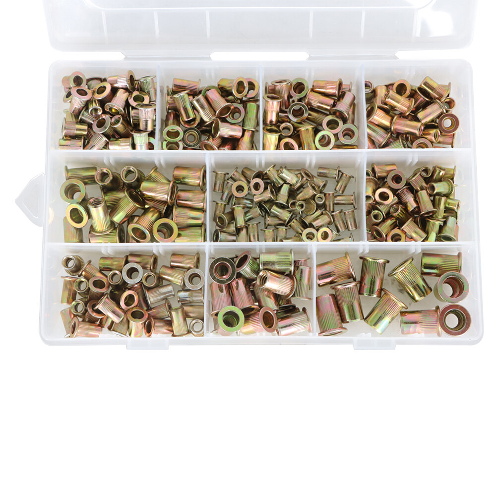 300 Pcs Zinc Steel Rivet Nut Kit Rivnut Nutsert Assort 150pcs Metric ...