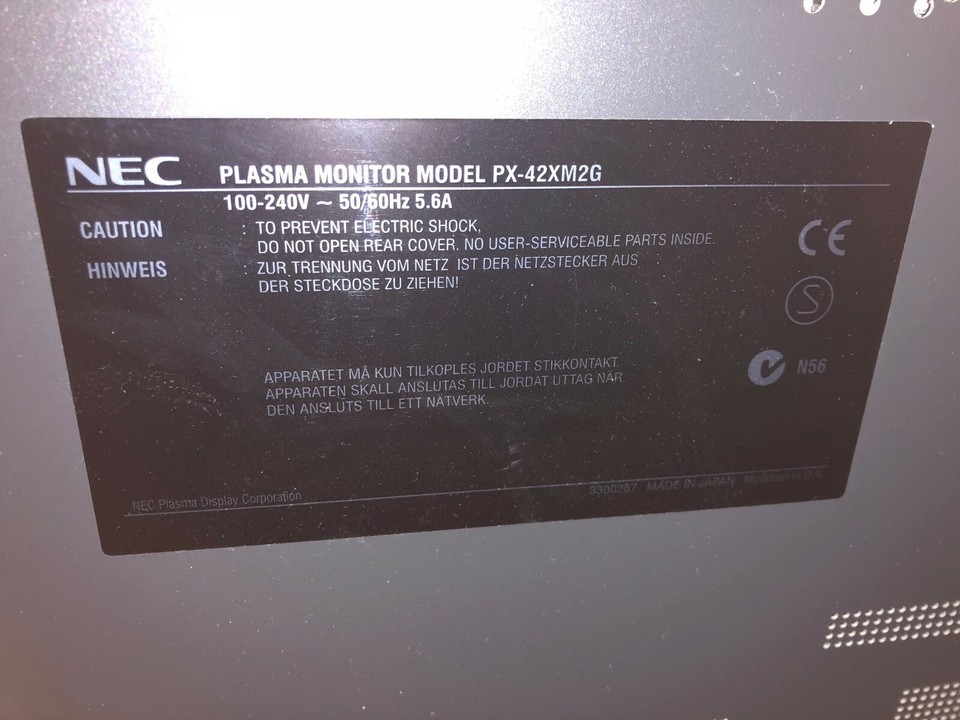 NEC PLASMA 42" PX-42XM2G completo di speakers e staffa a muro | eBay