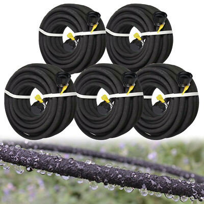 5x 98FT Connectable Garden Soaker Hose Recycle Rubber Drip Hose Saving ...