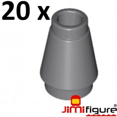 NEW 20 x LEGO Cone Round 1x1 with Top Groove Dark Bluish Grey 4589b ...