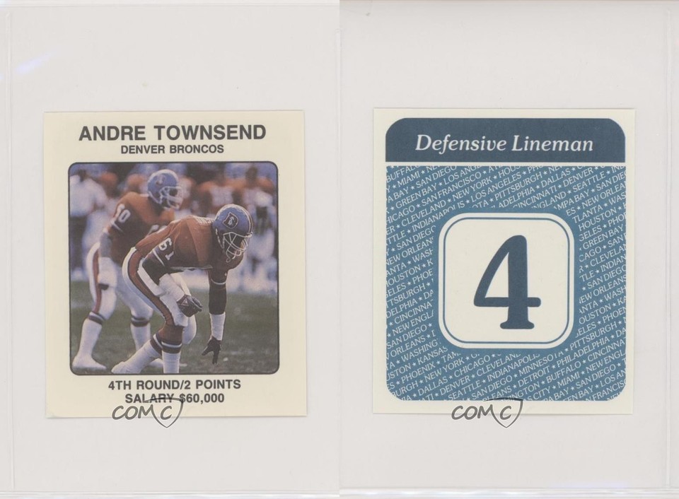 1989 NFL Franchise Game Player Cards Board Game Andre Townsend 0q3 | eBay