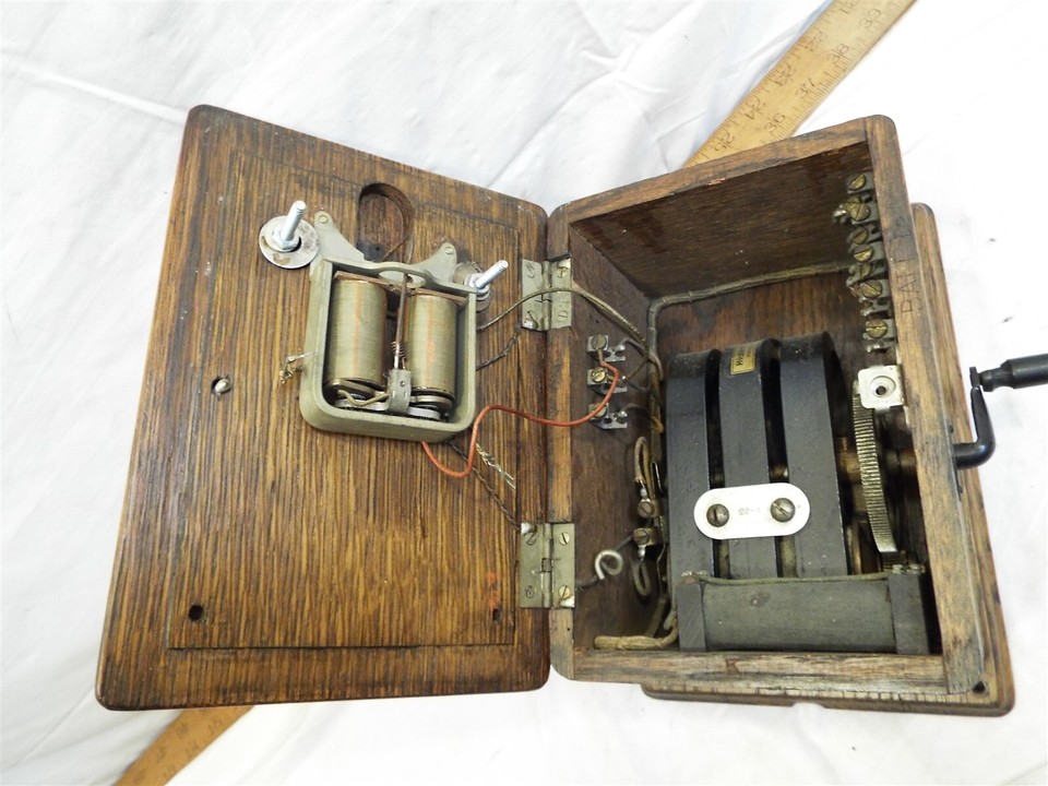 Antique Western Electric Oak Ringer Wall Box Phone Bells Telephone ...