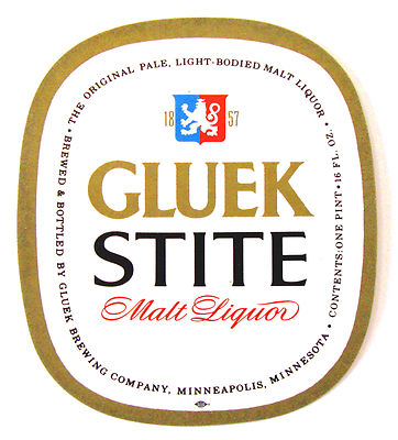 Gluek Brewing Co GLUEK STITE MALT LIQUOR paper beer label MN 16oz | eBay