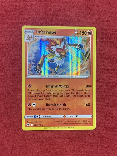 Pokemon - Infernape Holo Rare - 026/172 - Brilliant Stars - NM/M - Pack ...