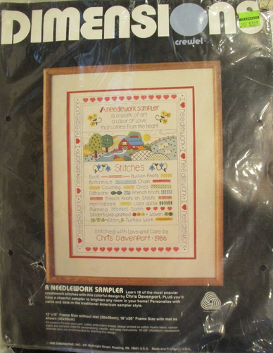 VTG Dimensions Needlework Stitch Sampler Crewel Embroidery Chris ...