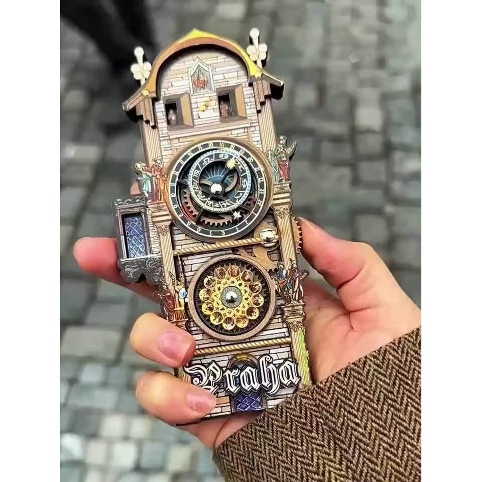 Prague Astronomical Clock Fridge Magnet Travel Souvenir with Vintage ...