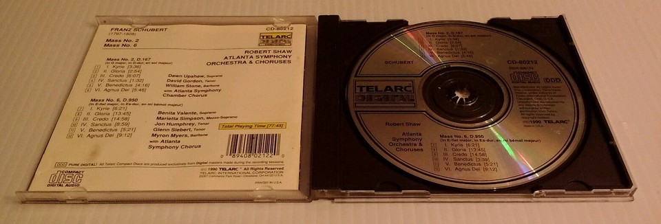 Schubert: Masses Nos. 2 & 6 (CD, Apr-1990, Telarc Distribution) Robert ...