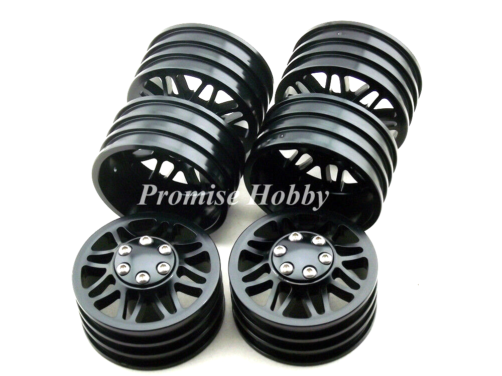 Black Alloy 1.9 Wheel Rim Set (2 front +2 Dually Rear) for RC4WD RC Car ...