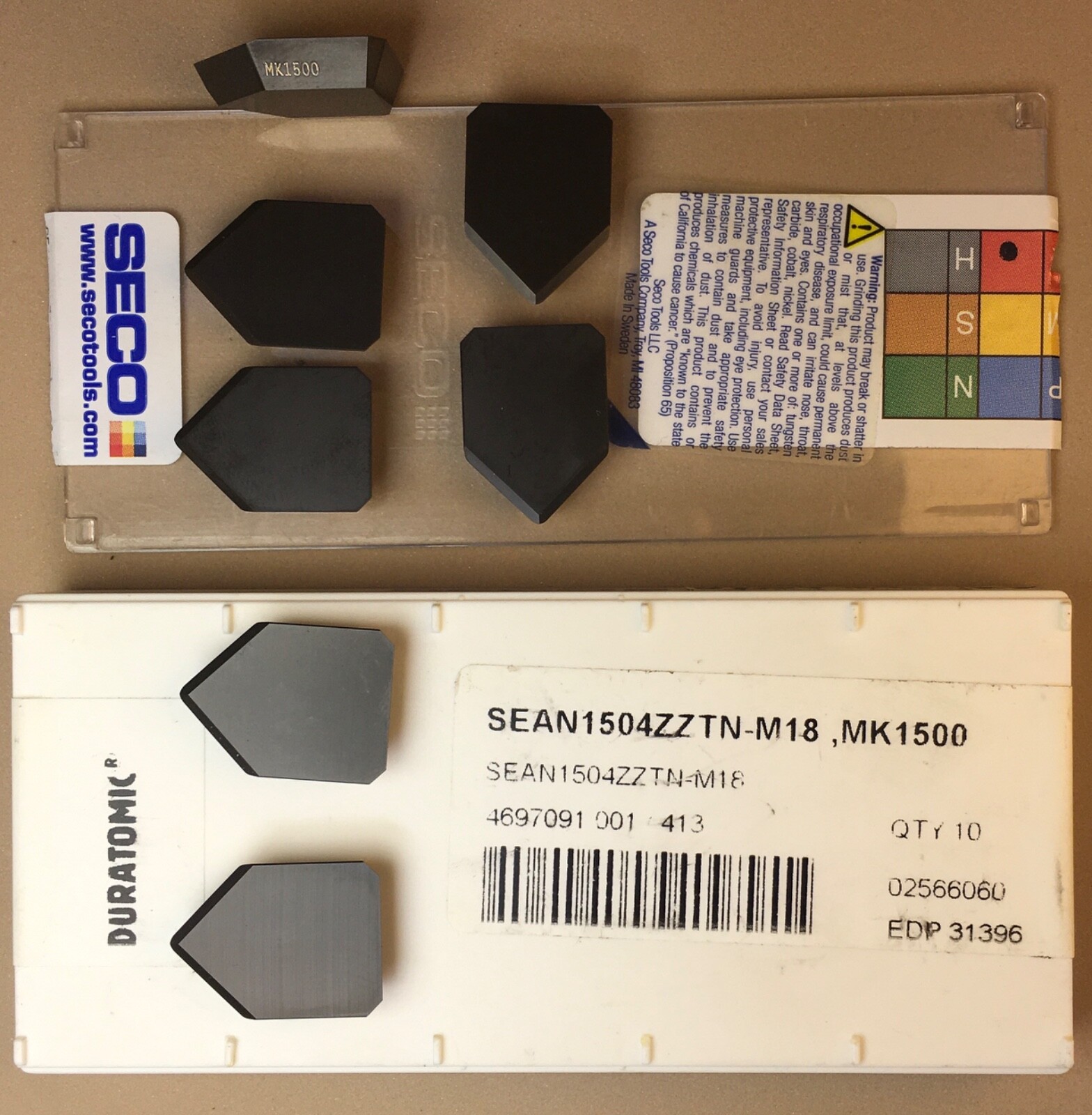 SECO DURATOMIC SEAN1504ZZTN-M18 SEAN 53ZZTN-M18 MK1500 Carbide Insert ...