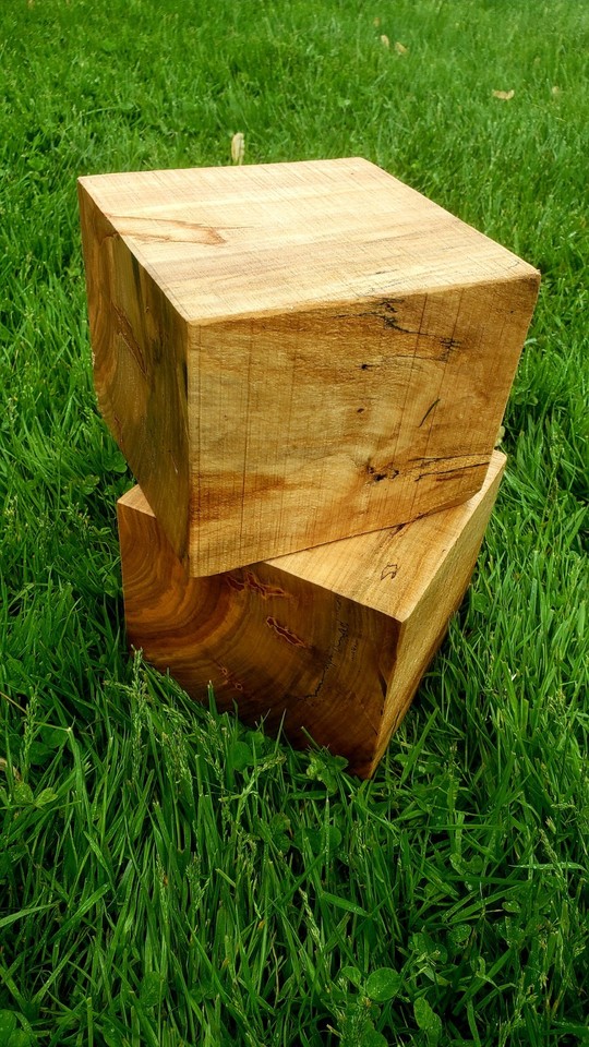 2) 6"×6"×5" Spalted Maple Turning Blanks Thick wood blocks. Salad Bowl ...