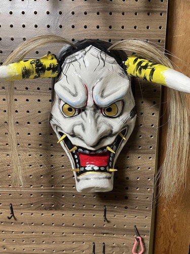 Iwami Kagura Mask Sekishu Washi Handmade 28cm Japanese Art Collectible ...