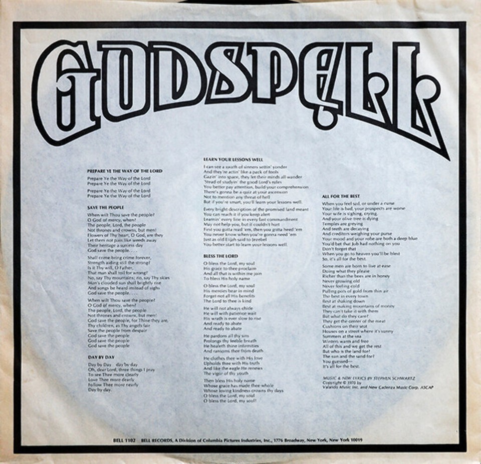 "Godspell" Original Cast - Godspell - Bell Records - BELL 1102 - LP ...