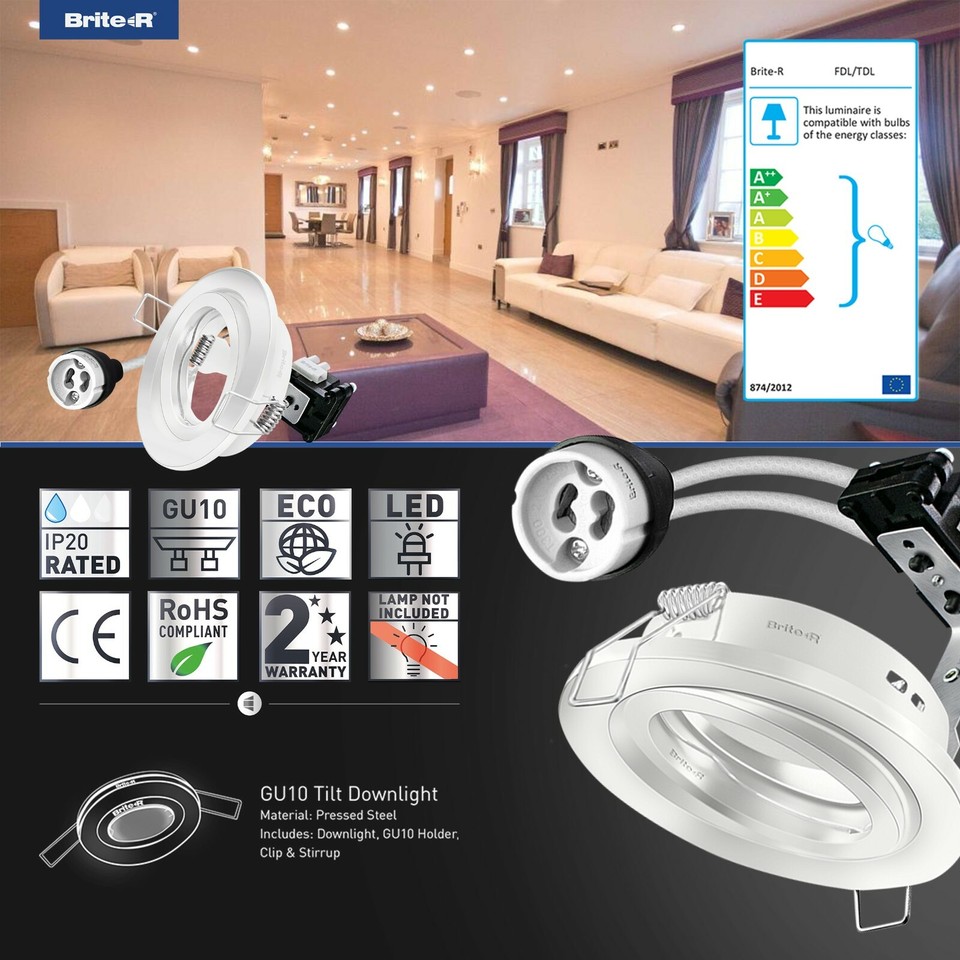 10x Standard Tilt White LED GU10 Downlights Ceiling Recessed Spotlight ...