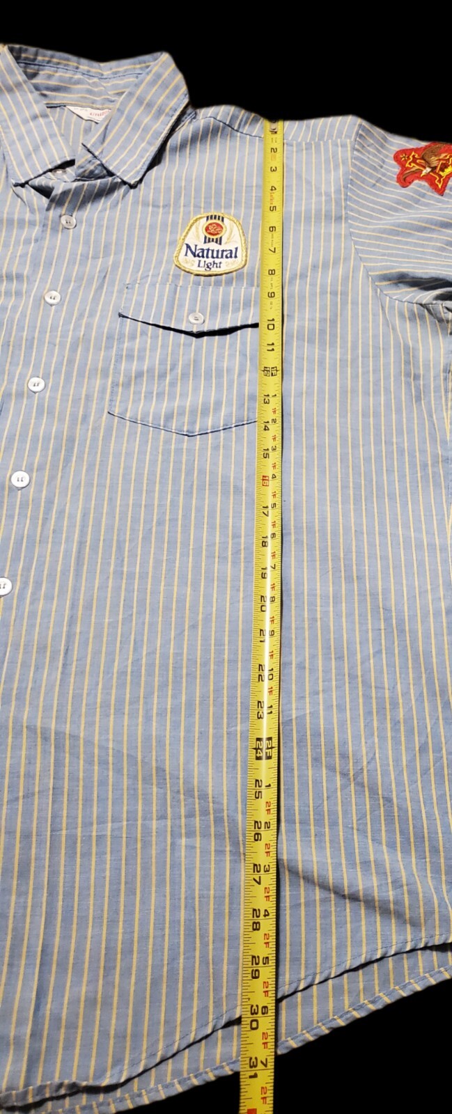 Vintage 70s Unitog Striped Uniform Shirt Natural Ligh… - Gem
