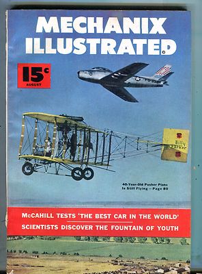 Mechanix Illustrated Magazine August 1952 Pusher Plane Tom McCahill ...