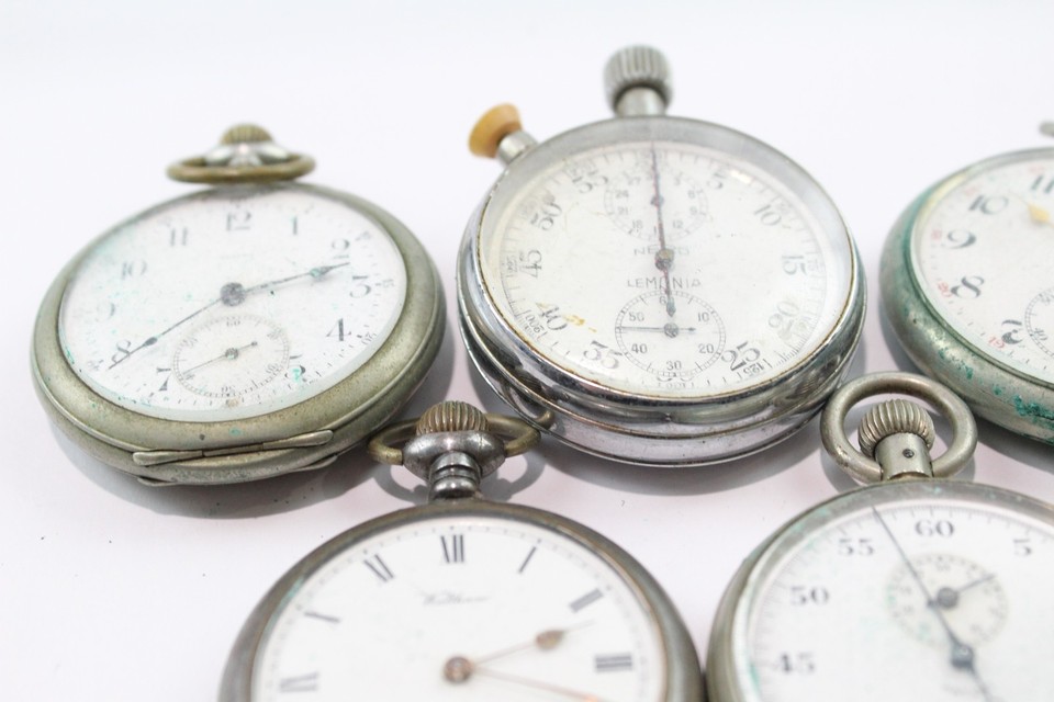 Vintage Stop & Pocket Watches Hand Wind Doxa Lemania SPARES/REPAIRS x 6 ...